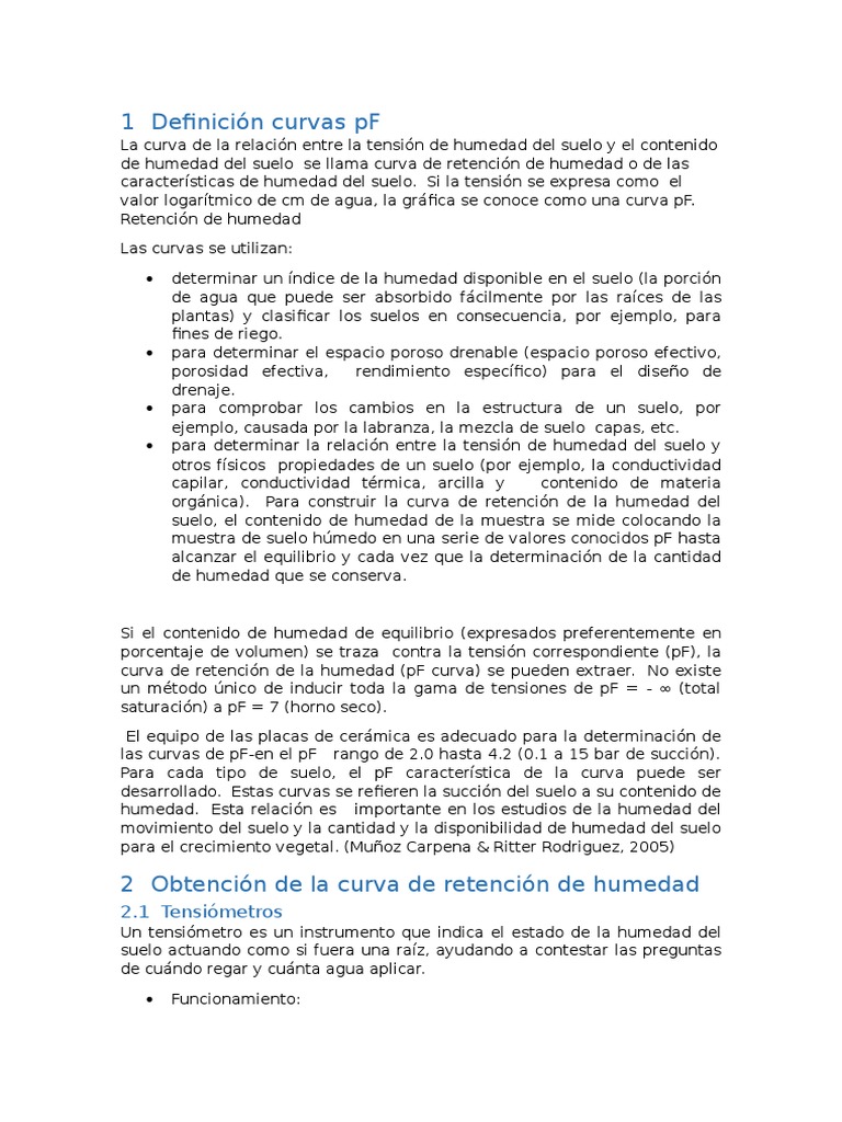 Definición Curvas PF | PDF | Humedad | Suelo