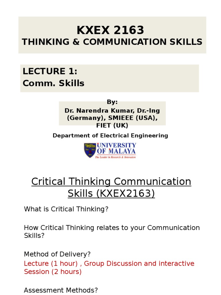 Critical Thinking Communication Skills | PDF | Critical Thinking ...