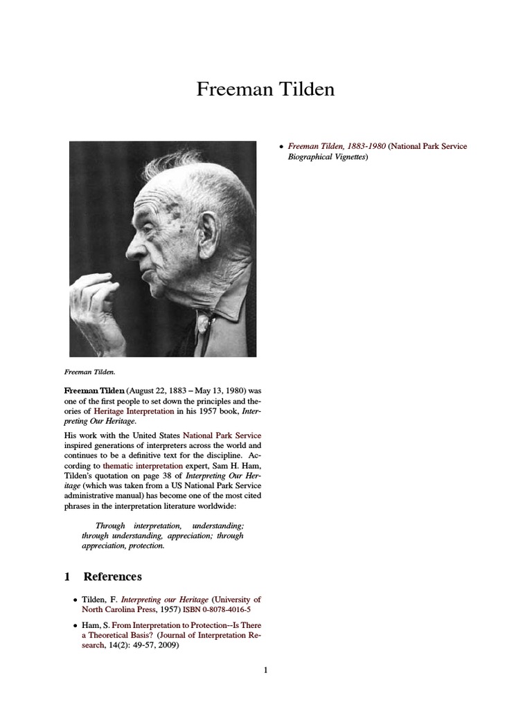 Freeman Tilden: 1 References | PDF | Social Science