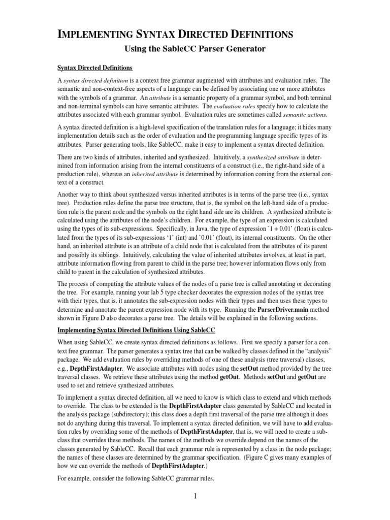 Syntax Directed Defns | PDF | Parsing | Method (Computer Programming)