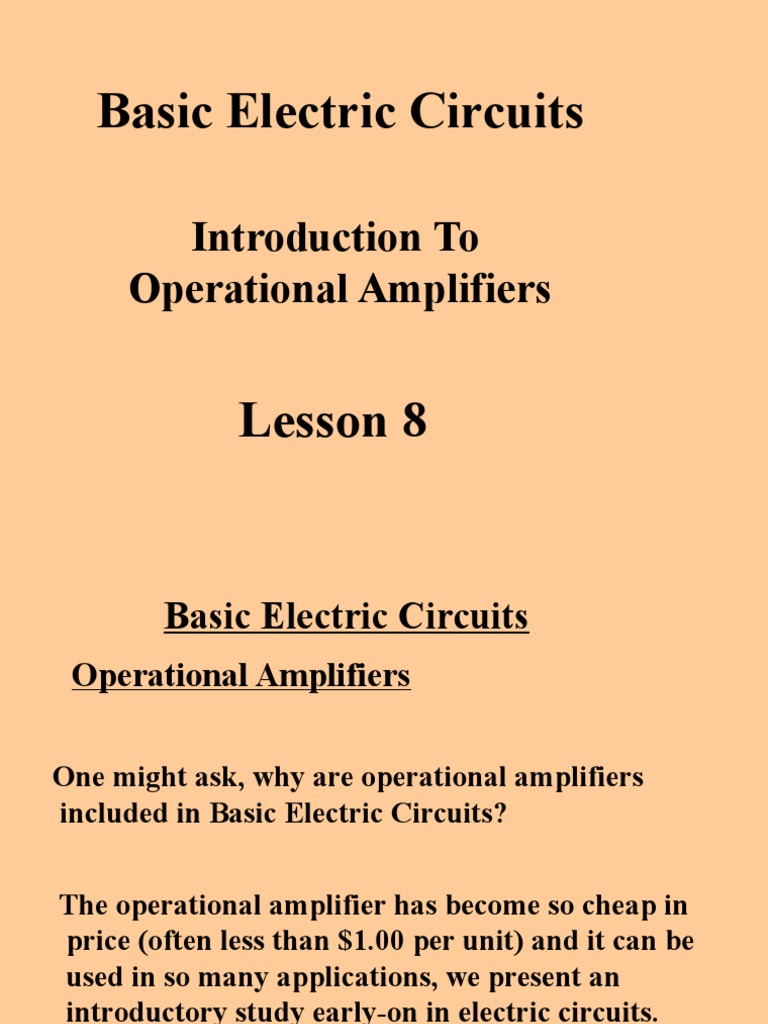 Basic Electric Circuits: Introduction To Operational Amplifiers | PDF ...