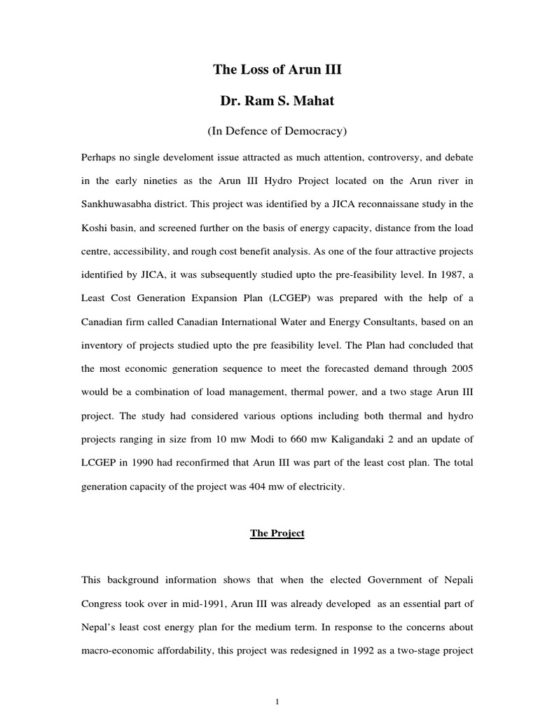 Nepal's Arun III Hydro Project Debate | PDF | Hydroelectricity | Euro