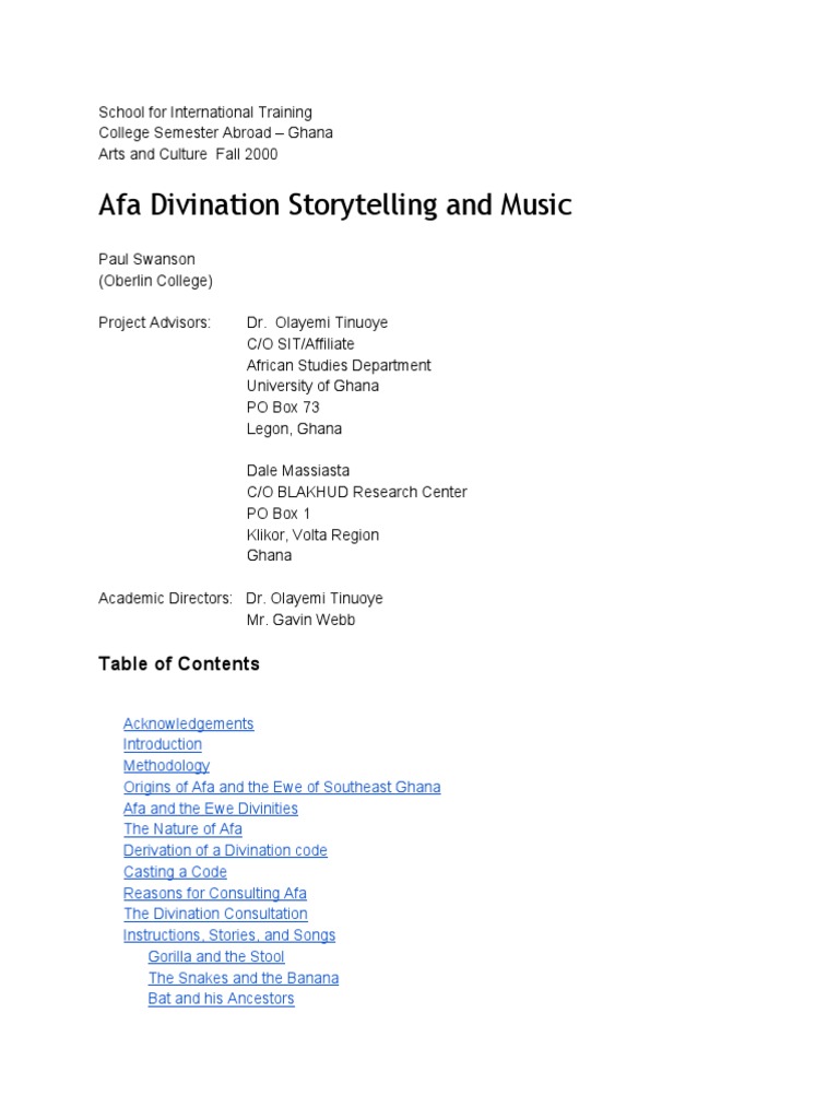 Afa Divination Storytelling and Music | PDF | Bat | Divination