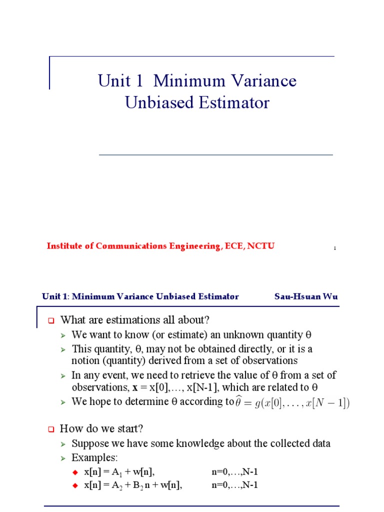Unit 1 | PDF | Estimator | Bias Of An Estimator