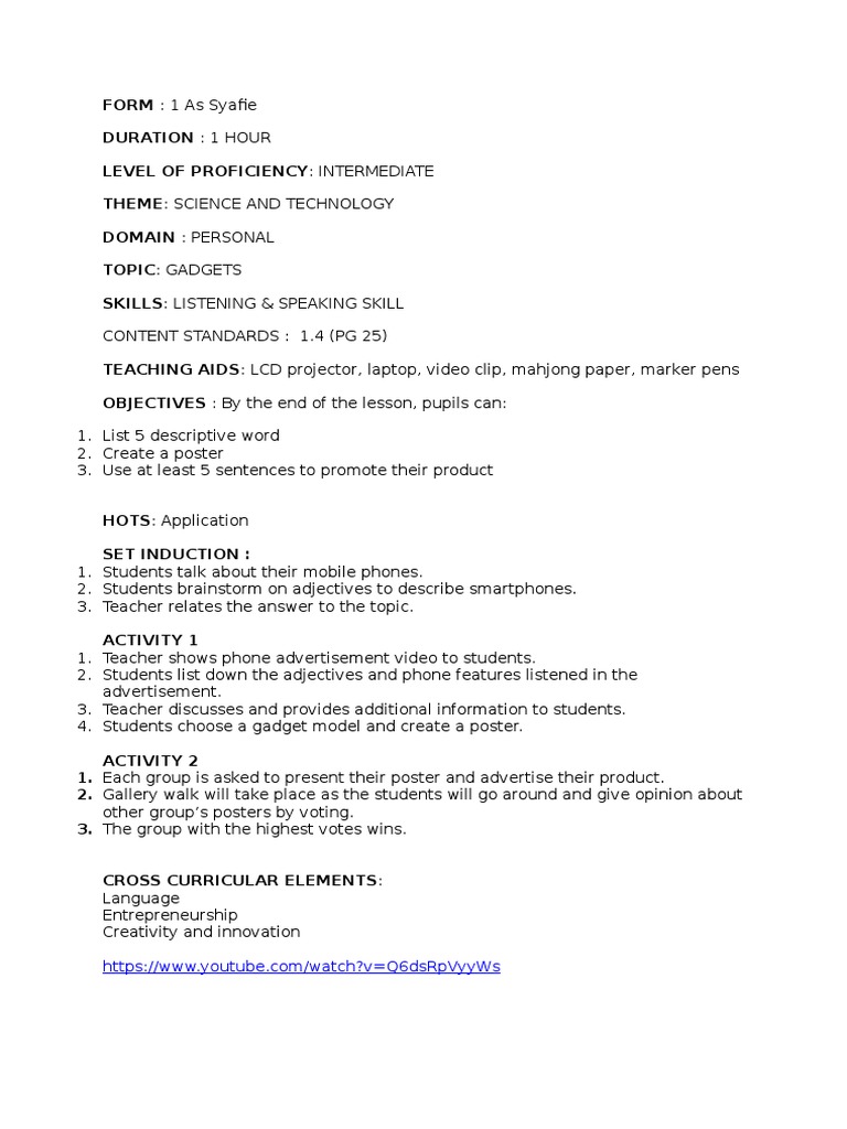 LessonPlan-Gadgets - Docx 1stday | PDF