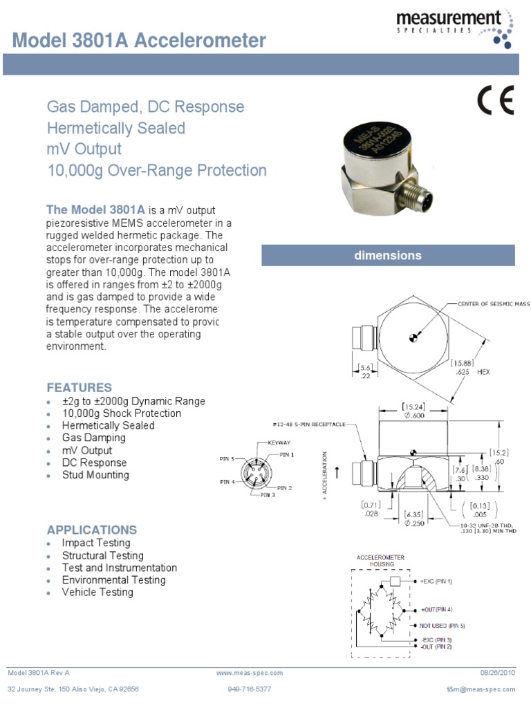(Measurement Specialties) Model 3801A (En Datasheet) | PDF ...