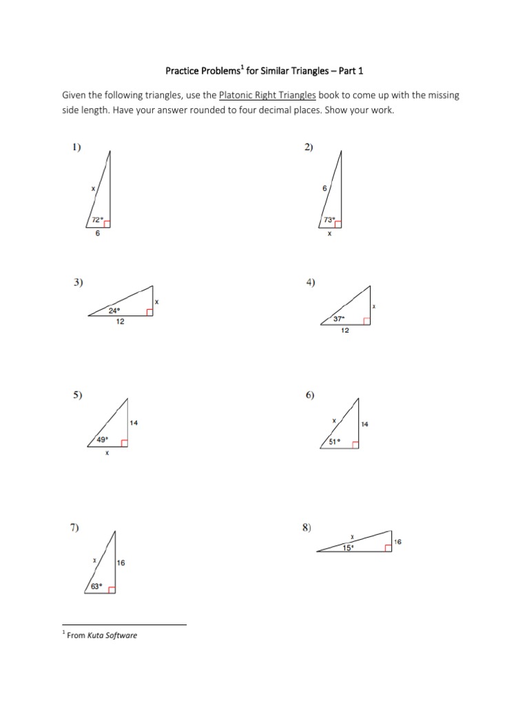 Similar Triangles Practice Problems | PDF | Euclidean Plane Geometry ...