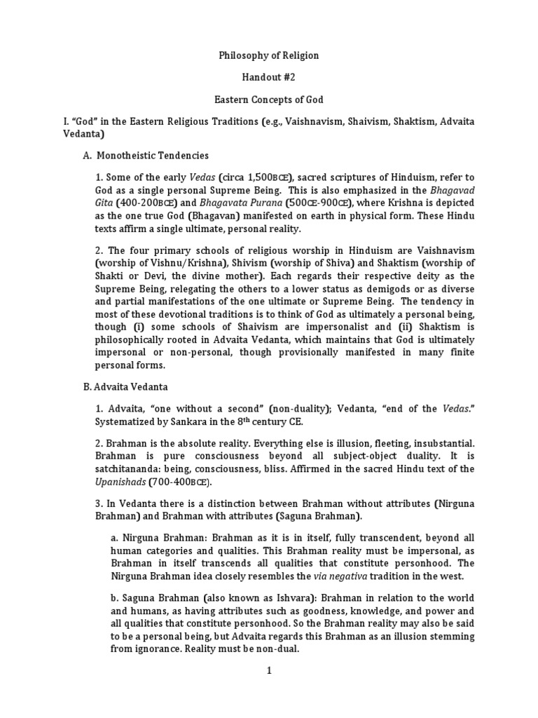 Eastern Concepts of God Outline | PDF