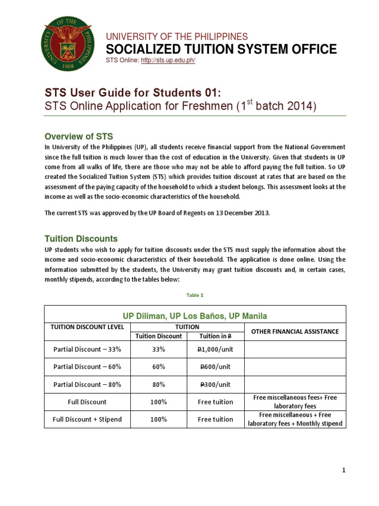 STS Online Application Guide for Students | PDF | Tuition Payments ...