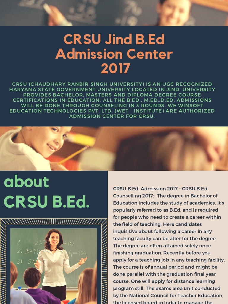 CRSU B.ED Admission 2017 | PDF | University And College Admission ...