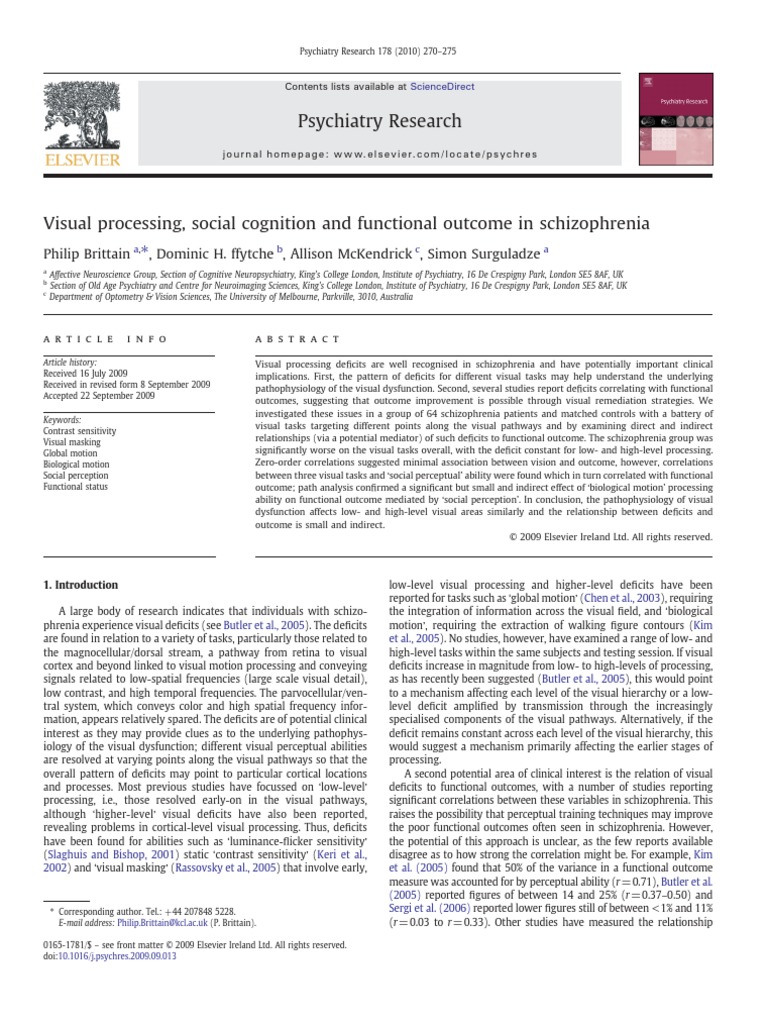 Psychiatry Research: Philip Brittain, Dominic H. Ffytche, Allison ...