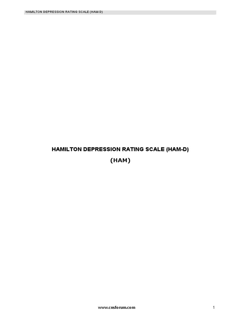 Hamilton Depression Rating Scale (Ham-D) | Download Free PDF | Anxiety ...