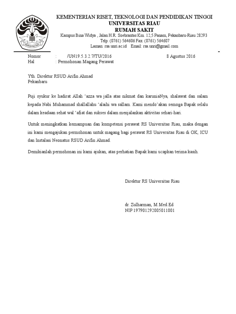 Surat Permohonan Magang | PDF