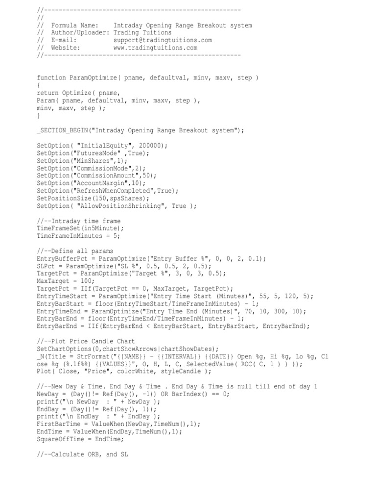 Intraday ORB Trading System Code | PDF | Business