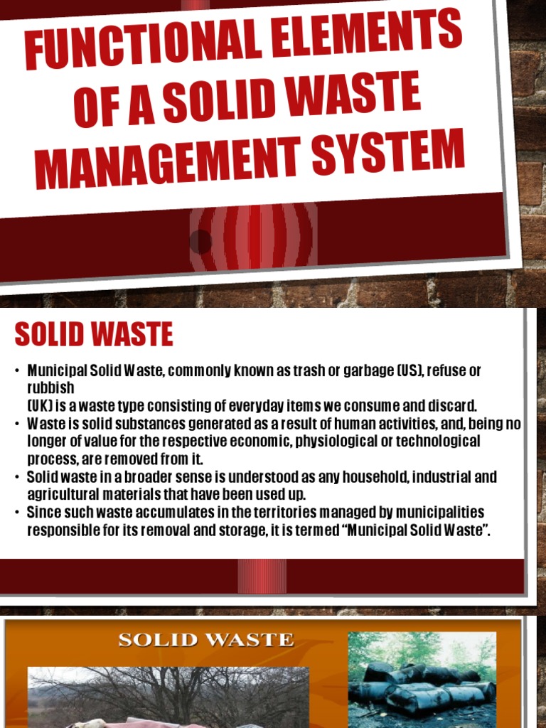 Functional Elements of A Solid Waste Management System | PDF ...
