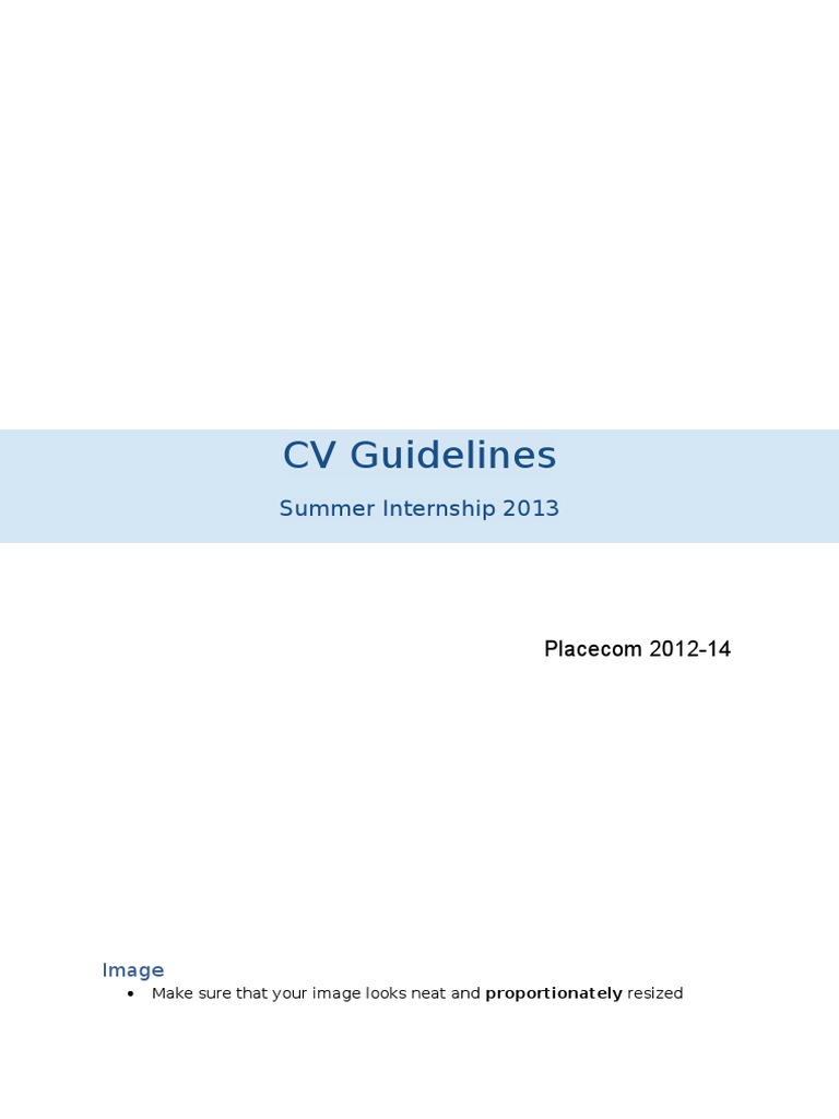 CV Guidelines 01feb | PDF | Further Education