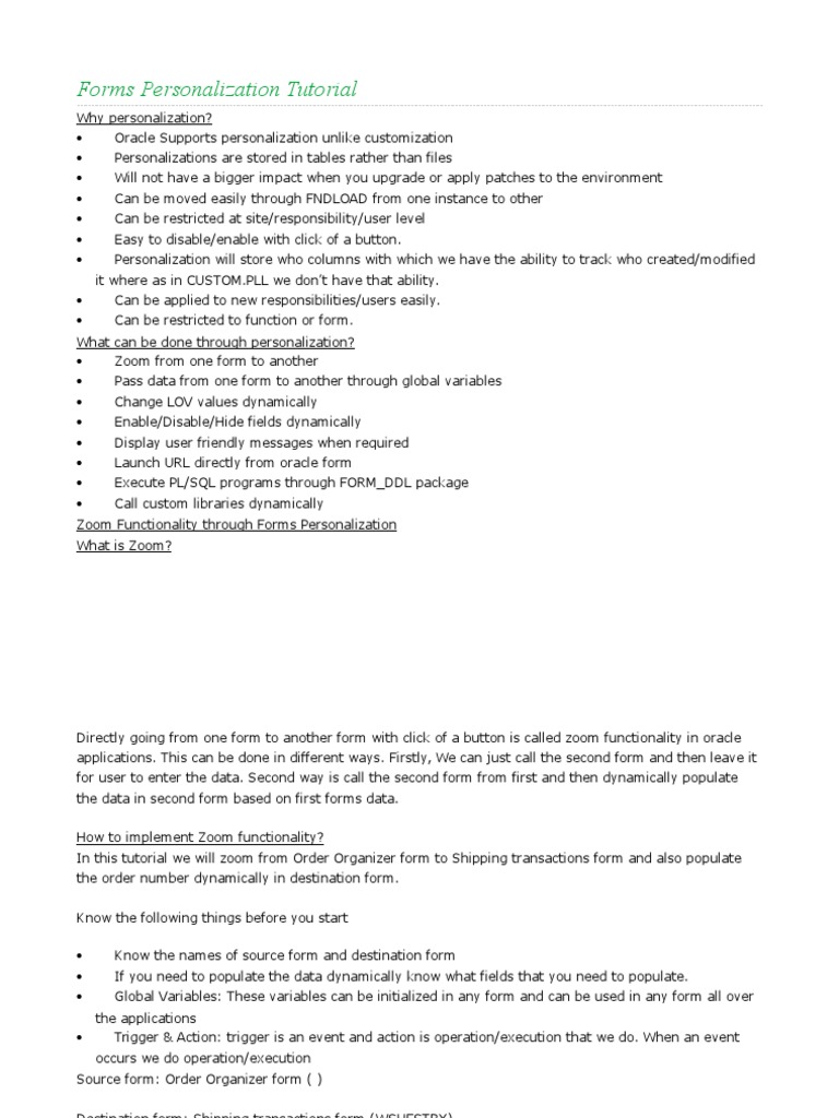 Forms Personalization Tutorial | PDF | Pl/Sql | Computer Engineering