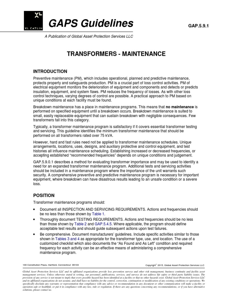 GAPS Guidelines: Transformers - Maintenance | PDF | Polychlorinated ...
