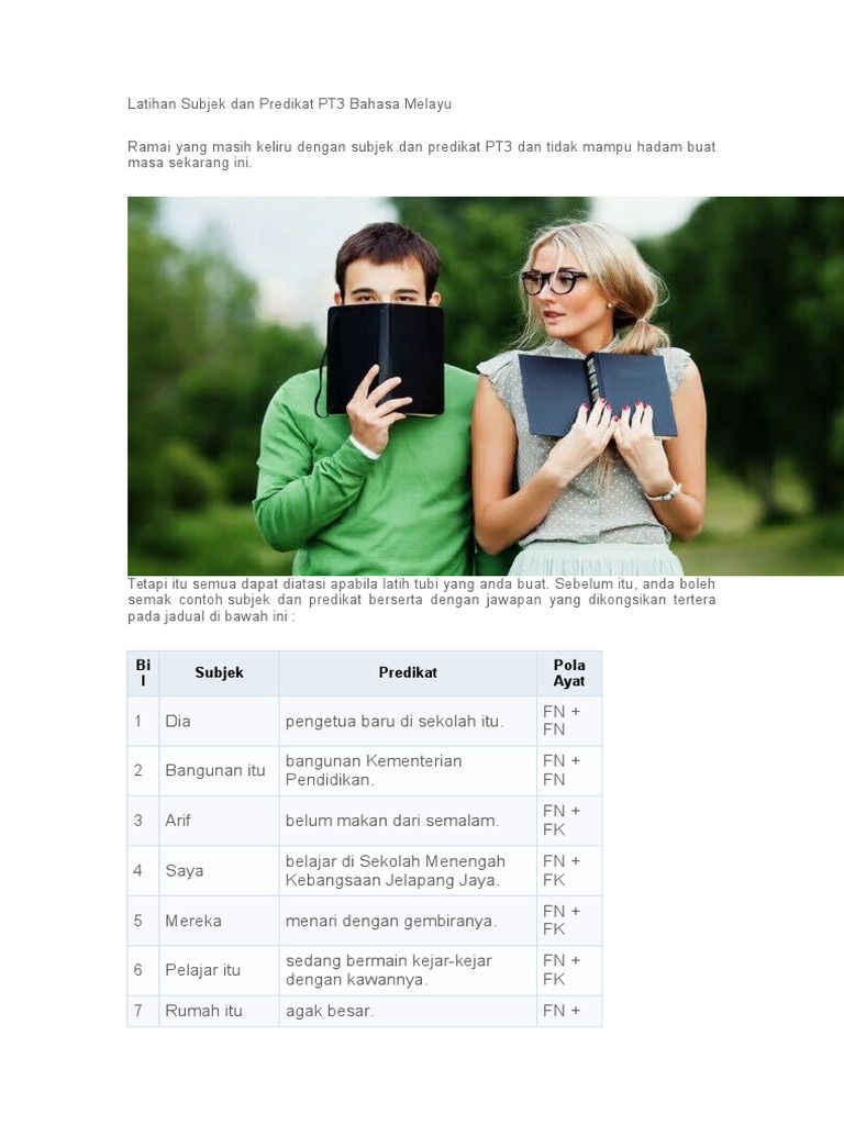 Latihan Subjek Dan Predikat PT3 Bahasa Melayu | PDF