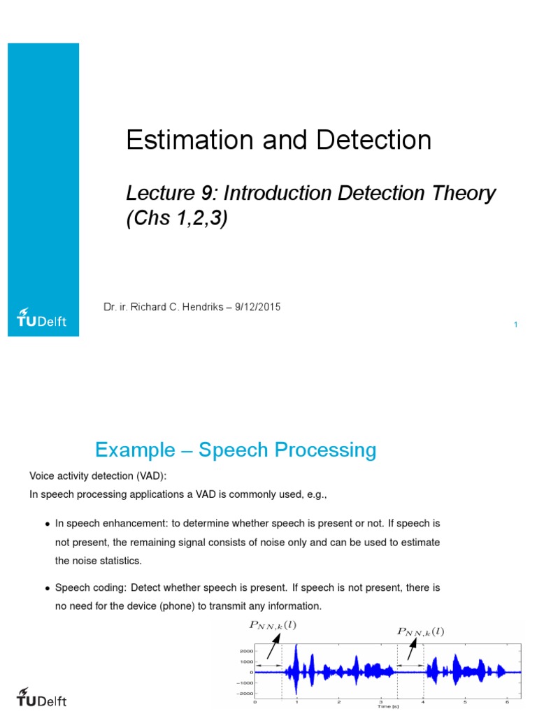 Estimation And Detection Lecture 9 Introduction Detection Theory Chs