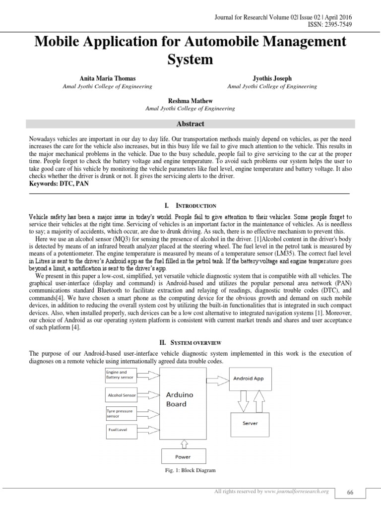 Mobile App for Vehicle Management System | PDF | Arduino | Bluetooth