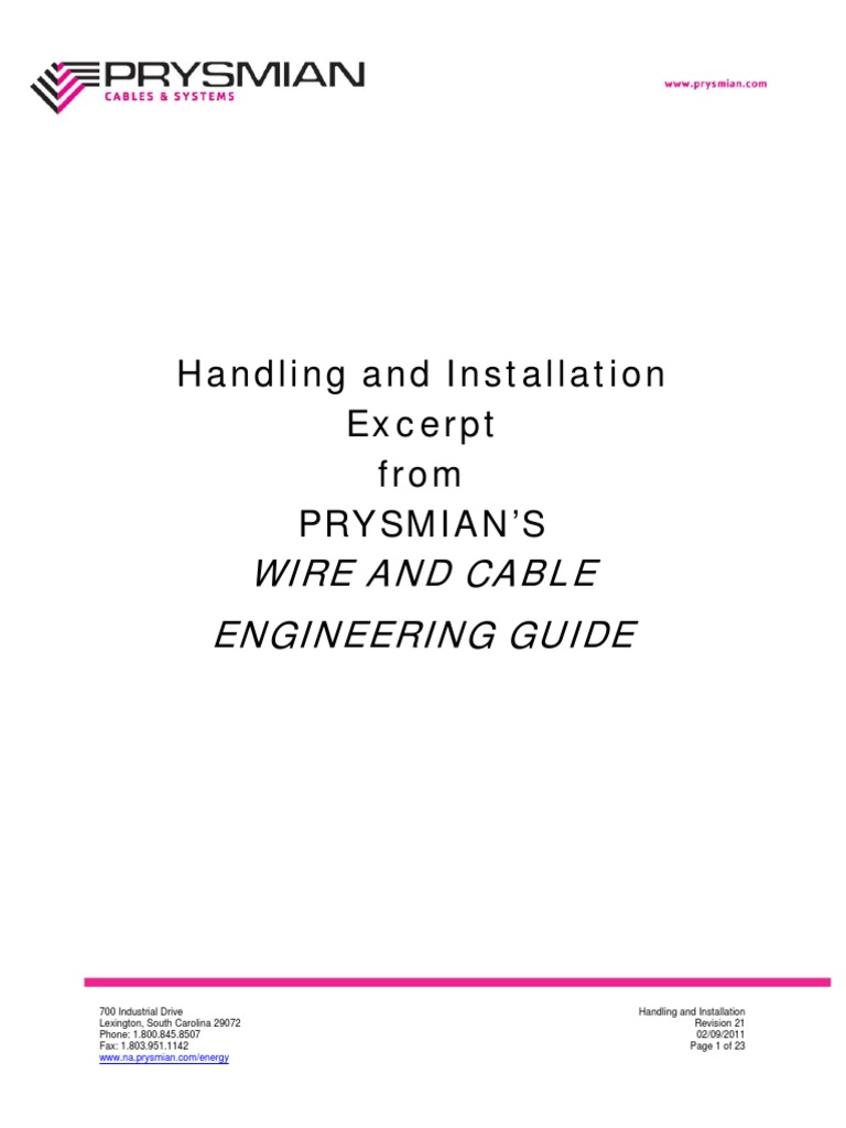 Wire and Cable Engineering Guide: Handling and Installation Excerpt ...