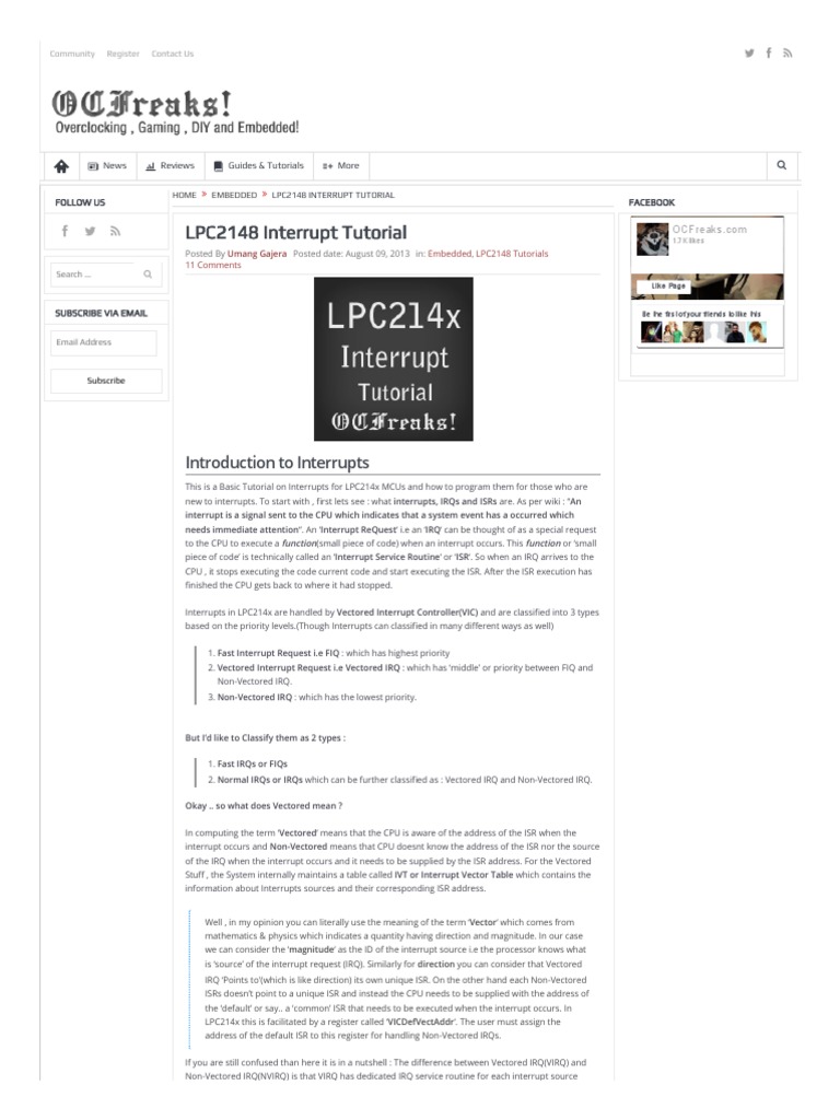 LPC2148 Interrupt Tutorial | PDF | Central Processing Unit | Computer Architecture