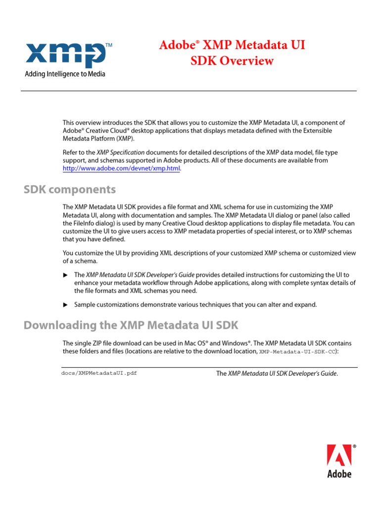 Adobe Xmp Metadata Overview Metadata Data Management 