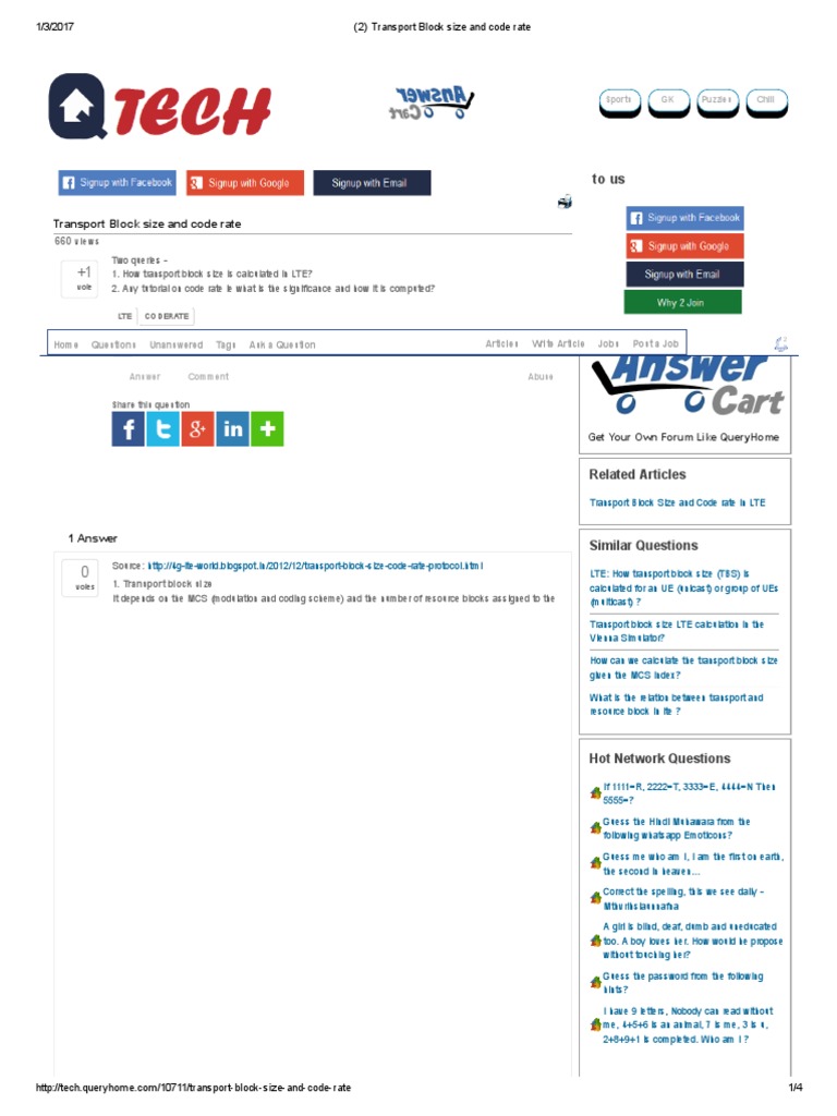 Transport Block Size and Code Rate | PDF | Error Detection And ...