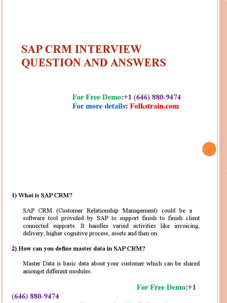 Sap Crm Interview Question And Answers For Free Demo Pdf Customer Relationship Management
