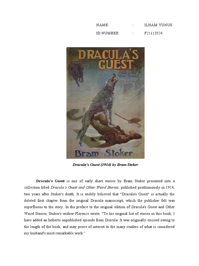 Dracula's Guest Is One of Early Short Stories by Bram Stoker Presented ...