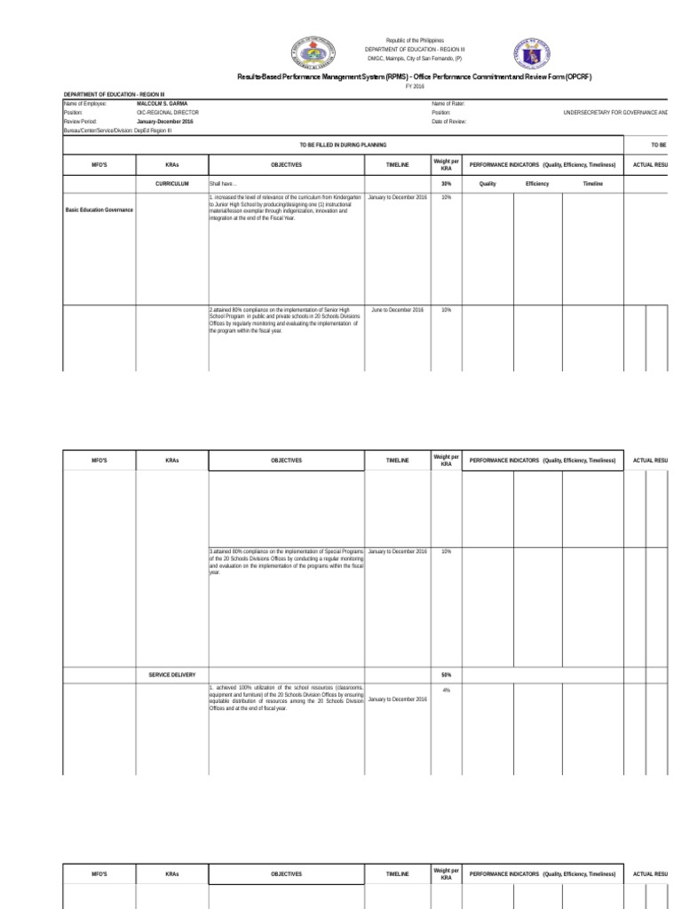 Results-Based Performance Management System (RPMS) - Office Performance ...