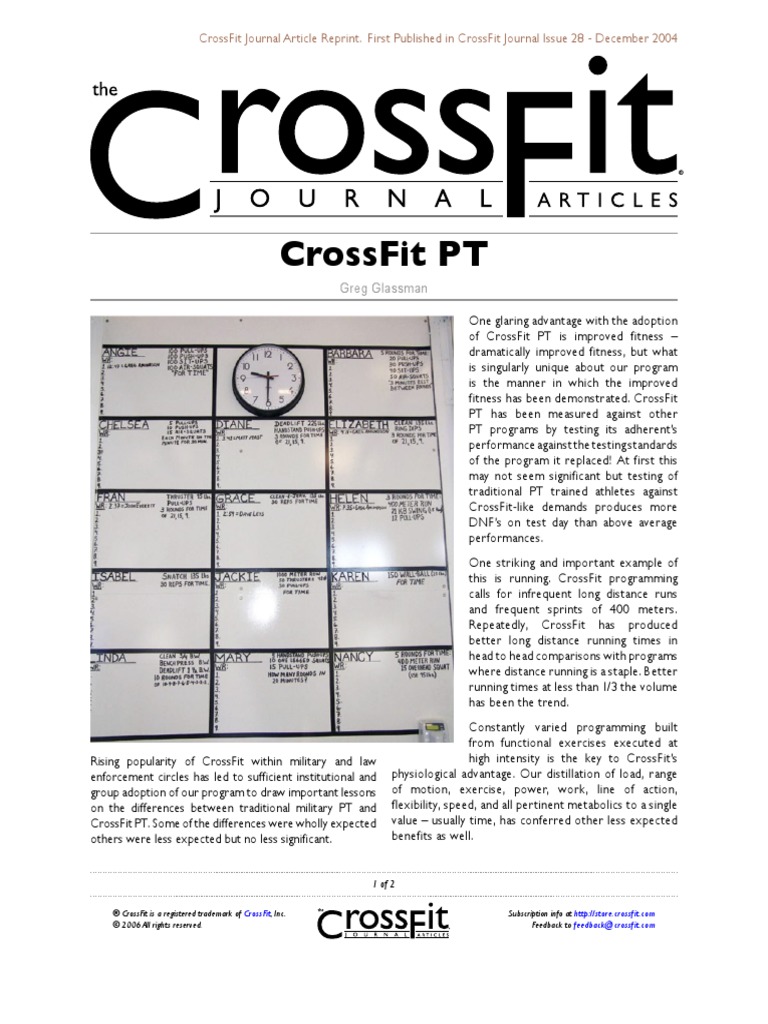 Crossfit PT: Crossfit Journal Article Reprint. First Published in ...