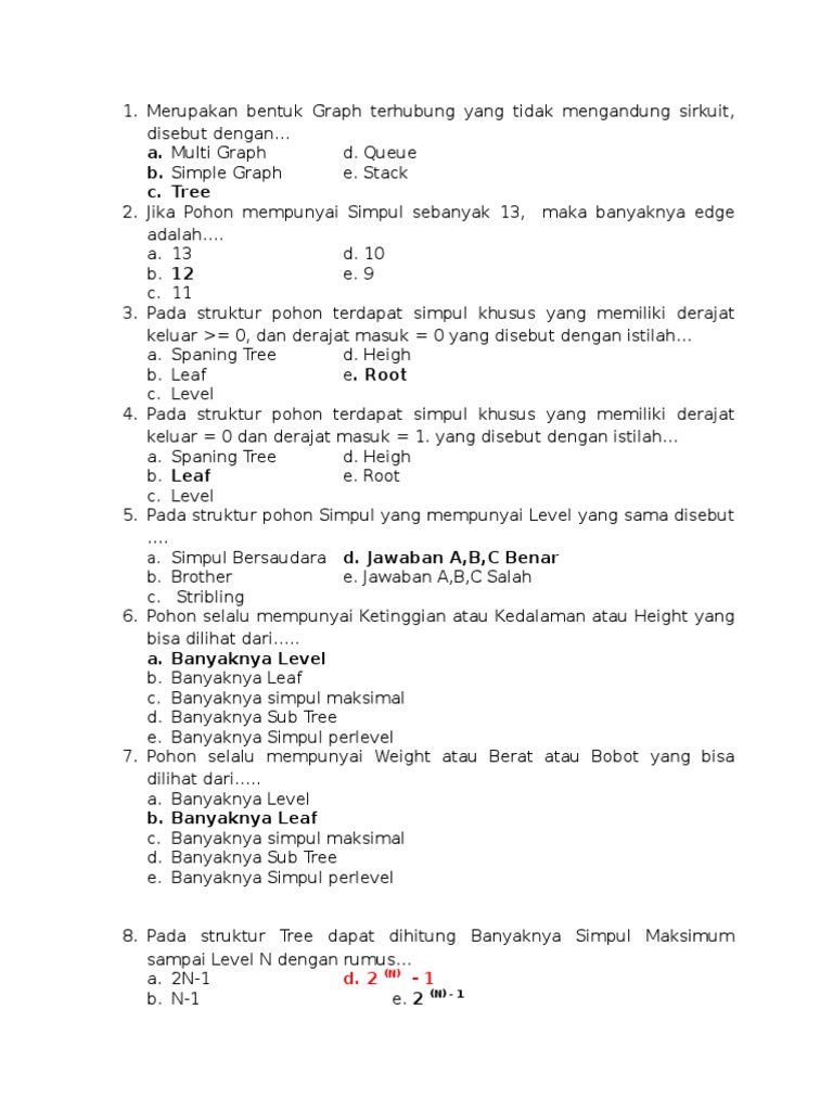 Latihan Soal UAS Algoritma Struktur Data | PDF
