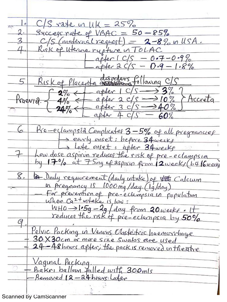 MRCOG Short Notes | PDF