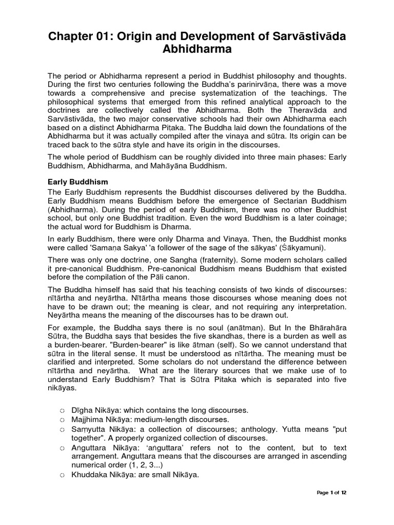 Chapter 01. Origin of Abhidharma PDF | PDF | Mahayana | Gautama Buddha