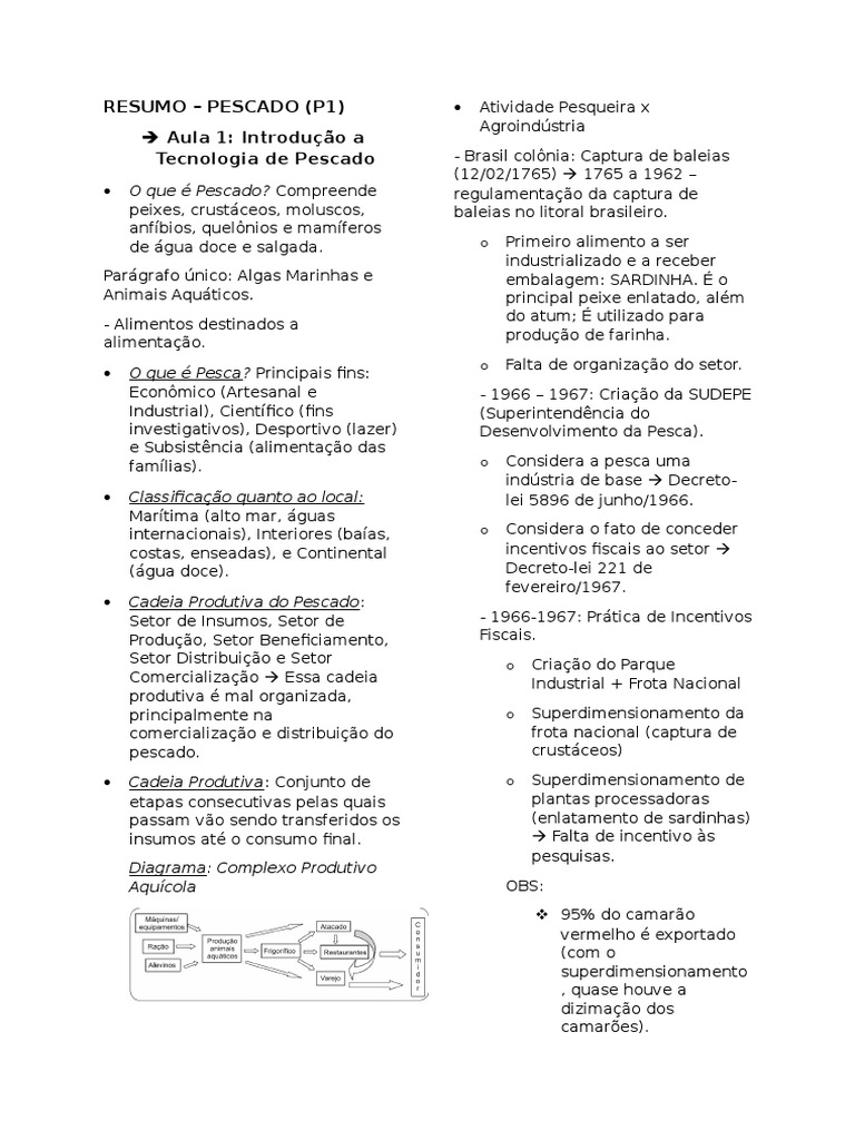 Resumo (p1) - Pescado | PDF | Pesca | Calor