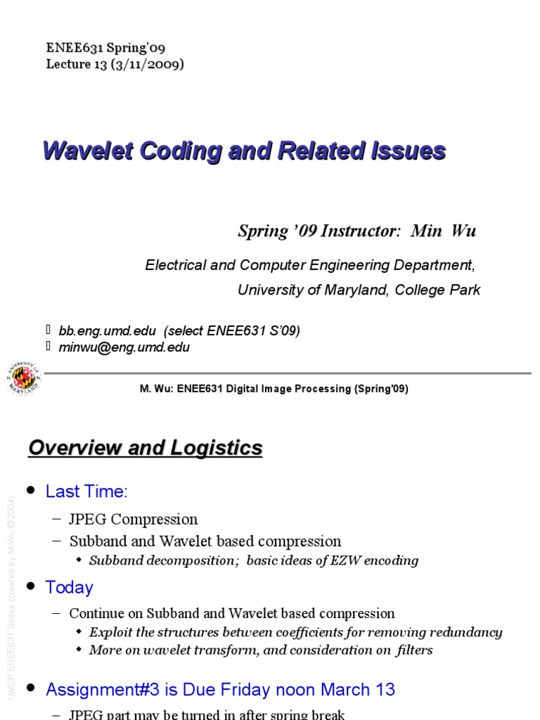 Wavelet Coding and Related Issues | PDF | Eigenvalues And Eigenvectors | Wavelet
