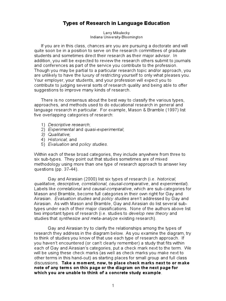 Types of Research in Language Education: 3) Qualitative | PDF