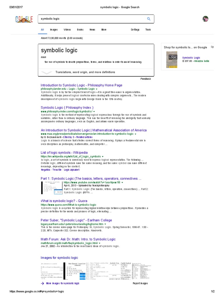 Symbolic Logic: Shop For Symbolic Lo... On Google | PDF