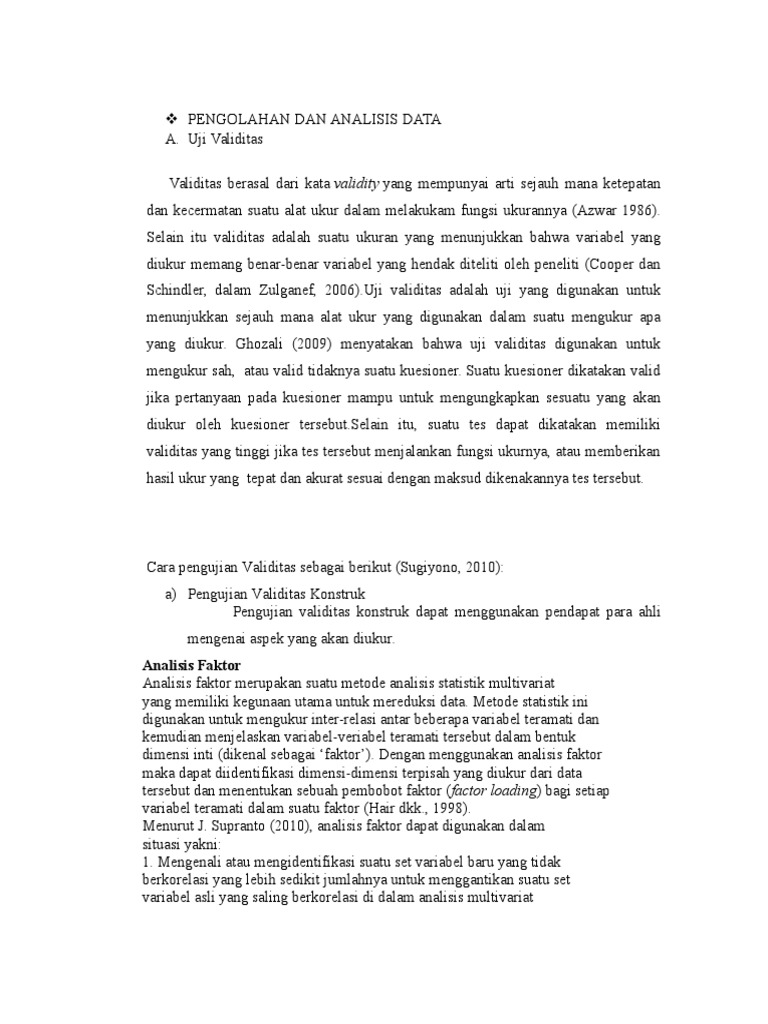 Validitas Konstruk Faktor Analisis | PDF
