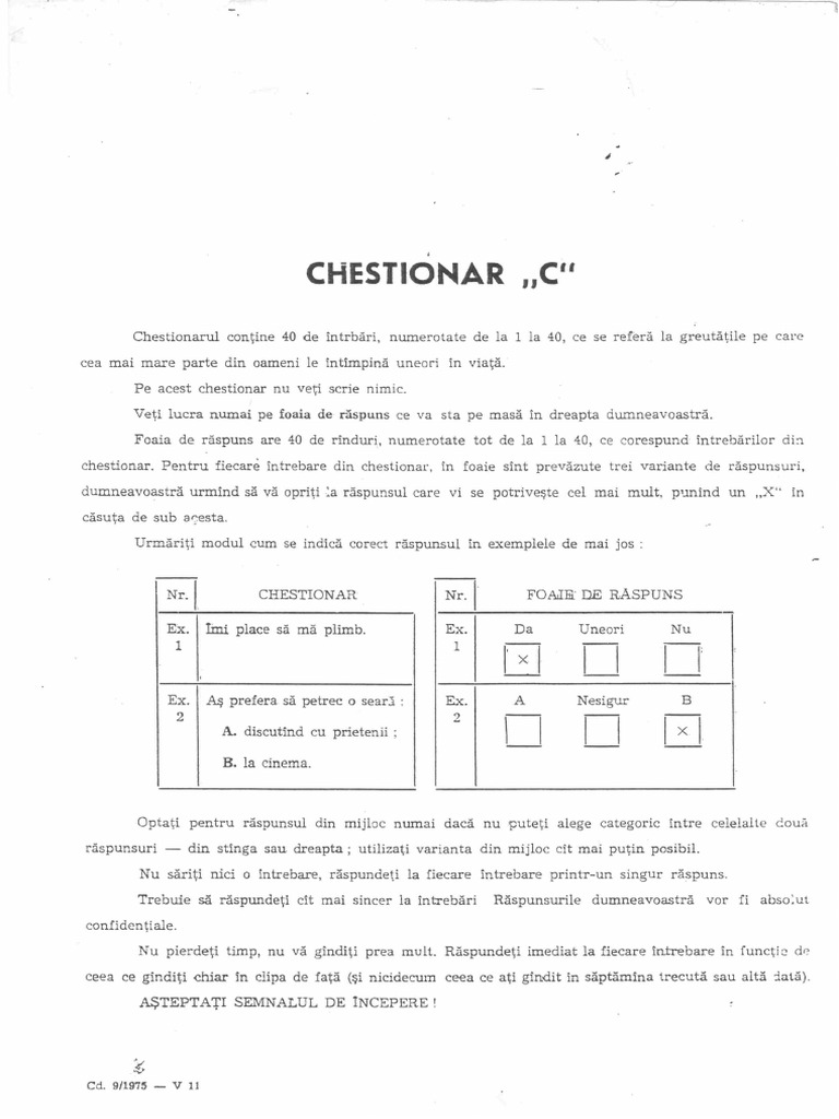 Chestionar C PDF | PDF
