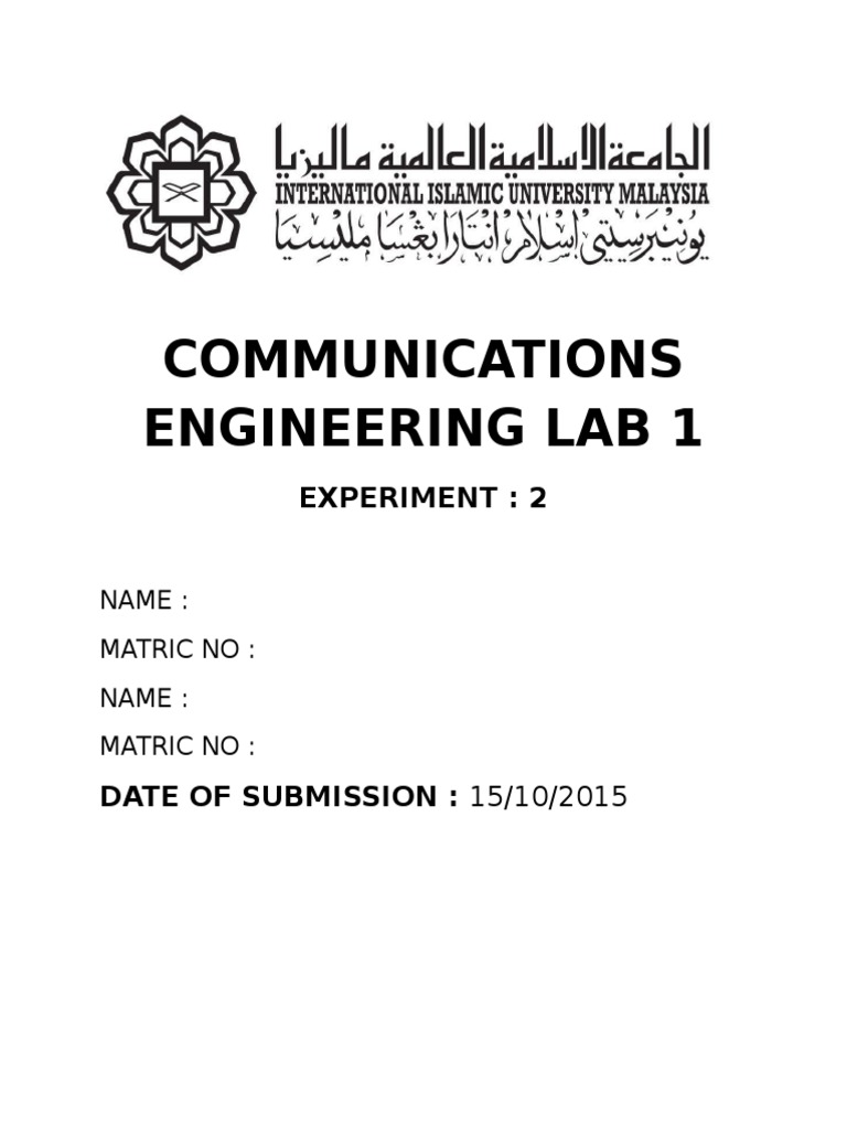 Communications Engineering Lab 1: Experiment: 2 | PDF | Modulation ...