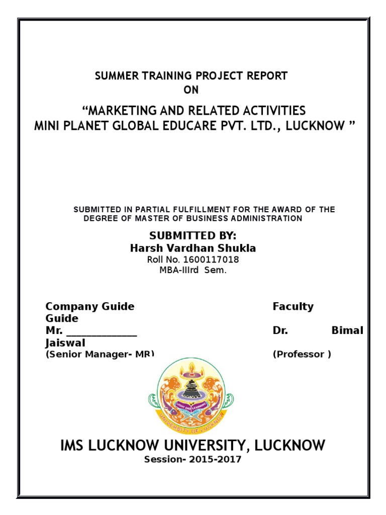 Ims Lucknow University, Lucknow: "Marketing and Related Activities Mini ...