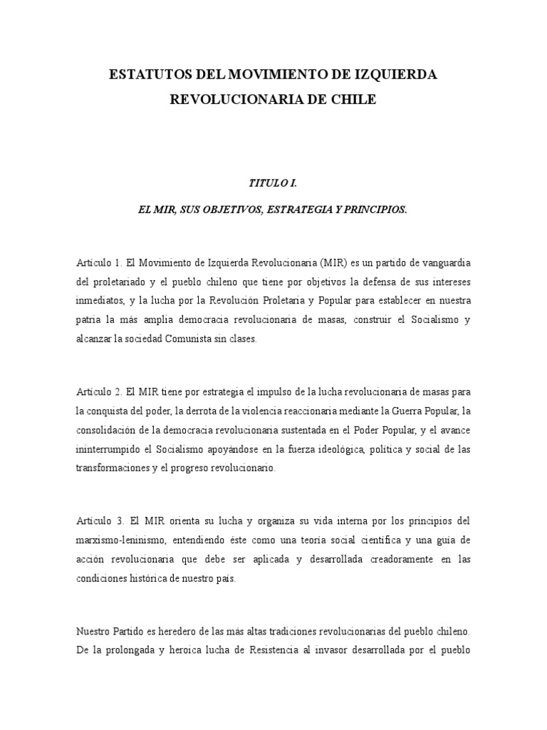 Estatutos del Movimiento de Izquierda Revolucionaria | PDF | Comisión ...