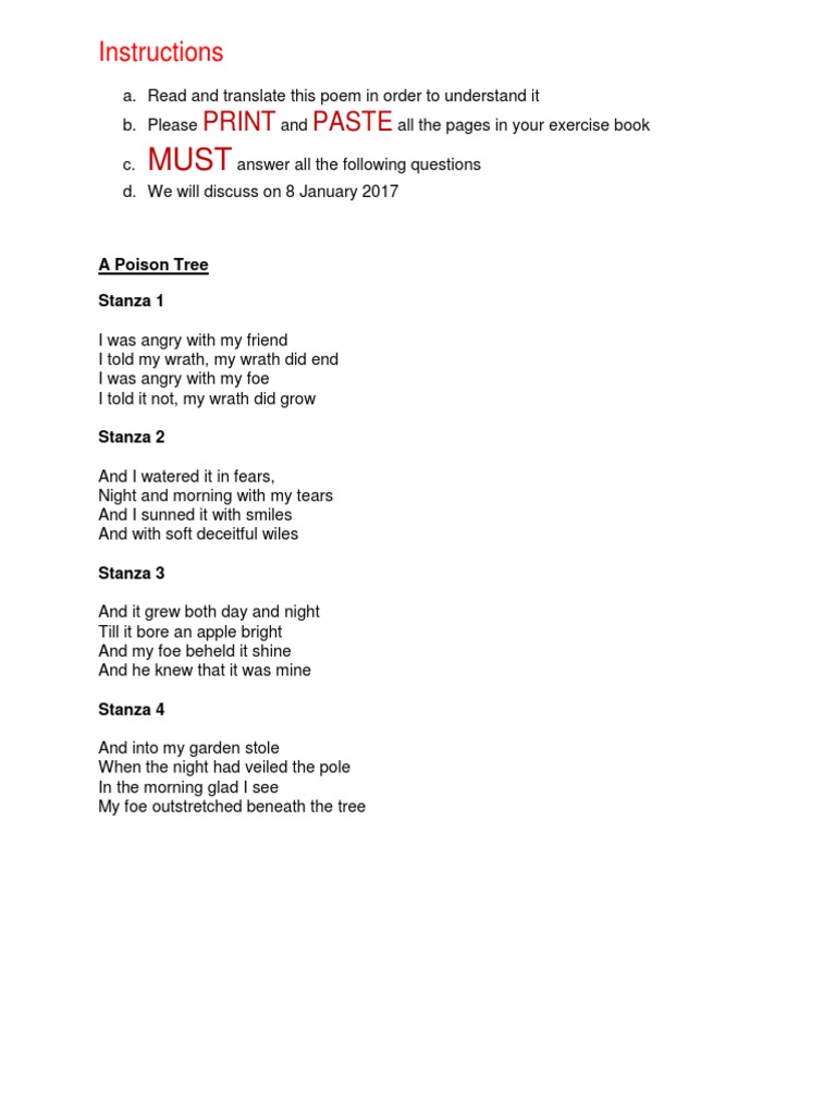 A Poison Tree | PDF | Anger