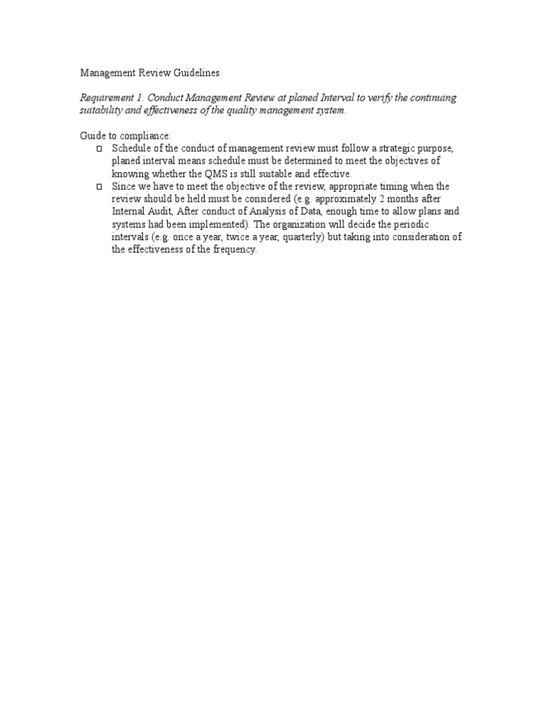 Management Review Guidelines | PDF