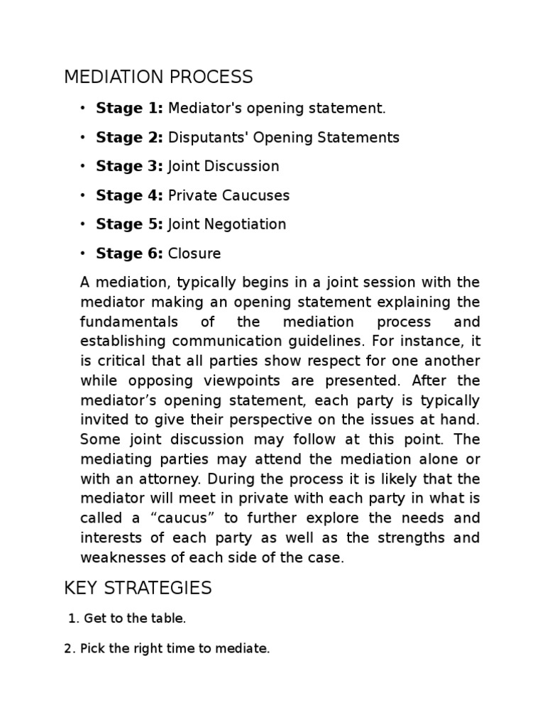 Mediation Process | Download Free PDF | Mediation | Negotiation