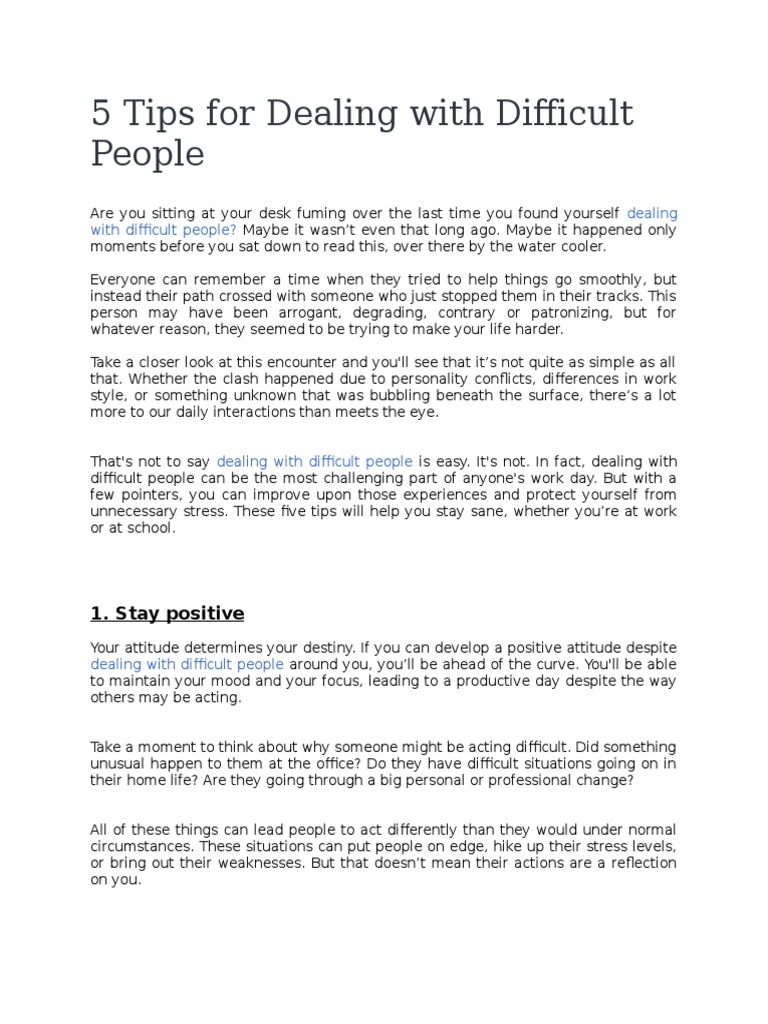 5 Tips For Dealing With Difficult People | PDF | Action (Philosophy ...