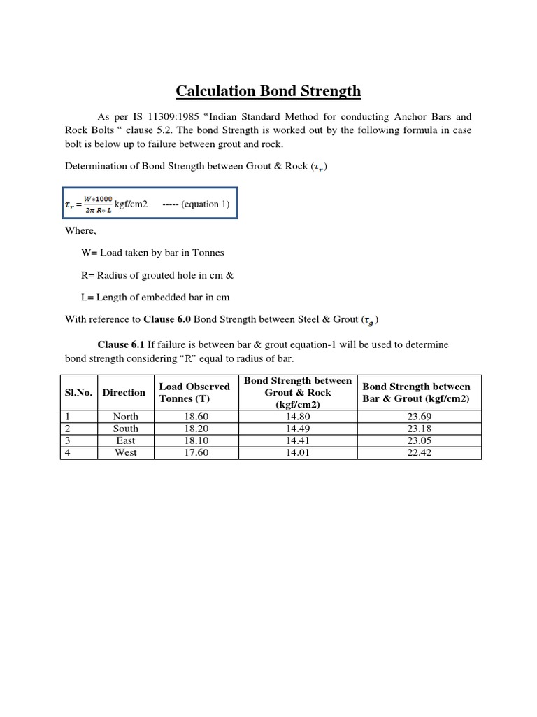 Calculation Bond Strength | PDF